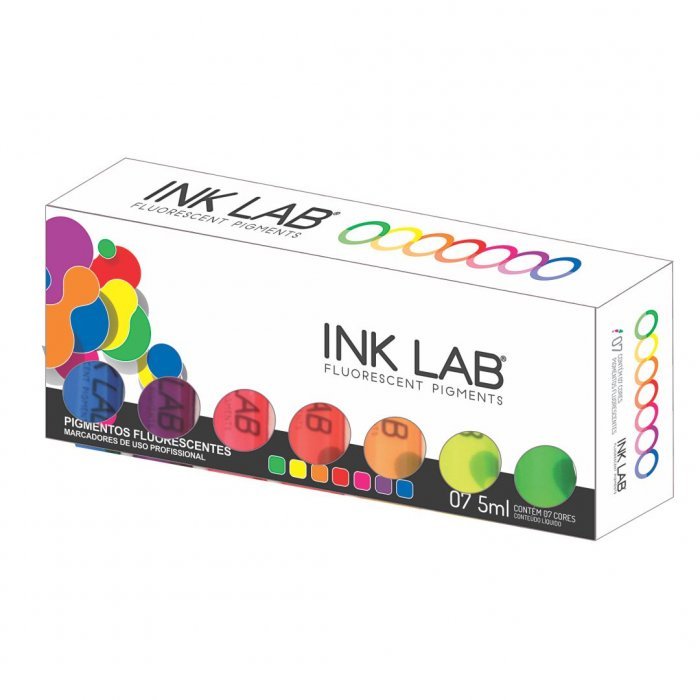 Ink Lab Pigmentos Fluo Kit 7 Cores 5ml